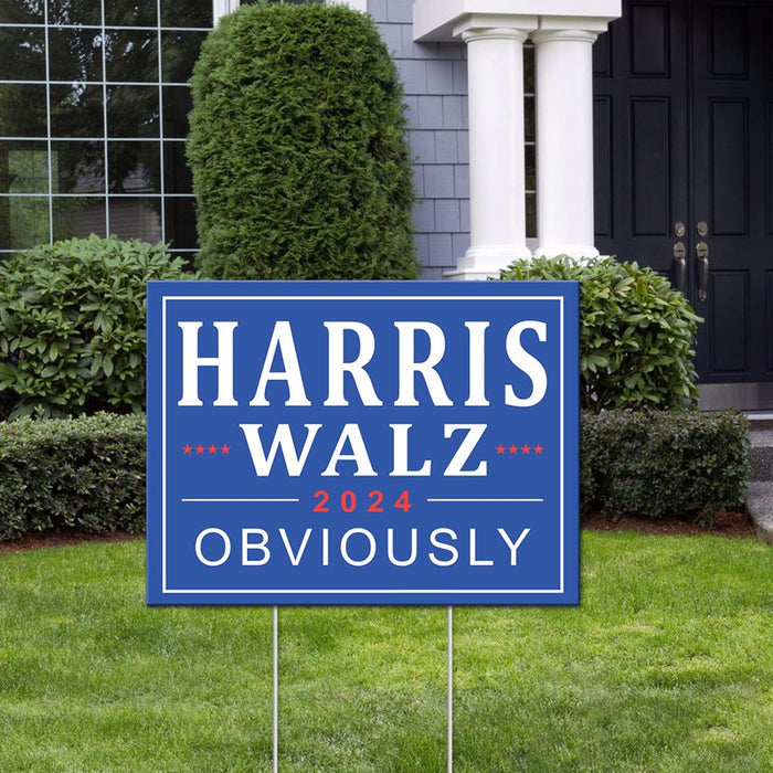 Harris Walz 2024 Obviously Yard Sign, Presidential Election, Vote Blue